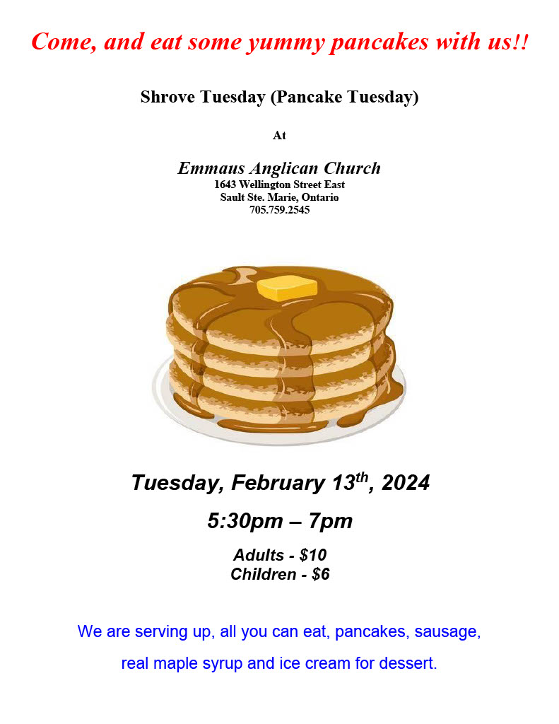 Pancake and Sausage Supper – Emmaus Anglican Church